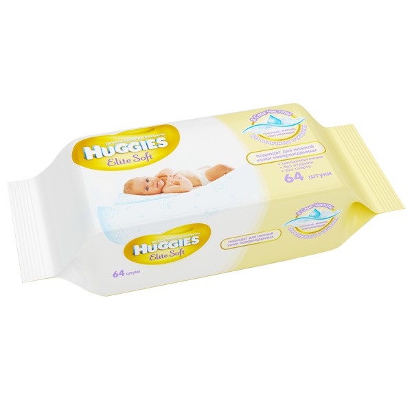 Влажные салфетки Huggies Elite Soft 64шт купить в Москве - цена от 240 ...